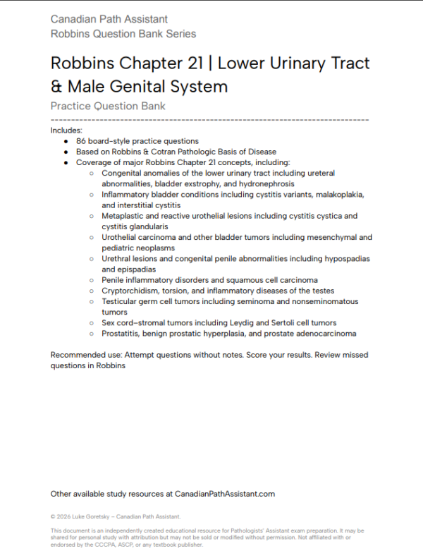 Robbins Chapter 21 Question Bank – Lower Urinary Tract & Male Genital ...